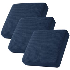 chun yi 3pc stretch couch cushion covers, sofa seat slipcovers suitable for armchair loveseat sofa with spandex jacquard fabric(3pc,dark blue)