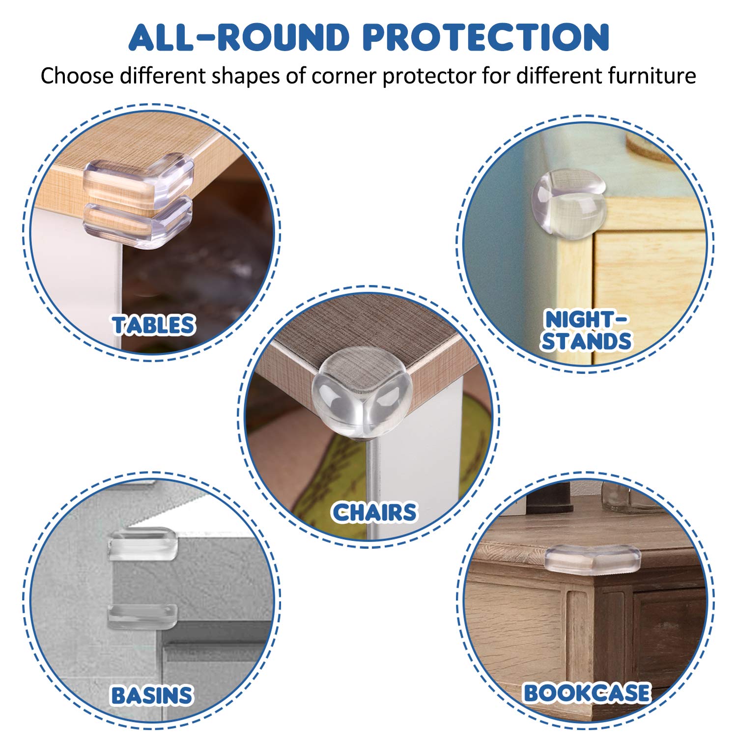 Safety Corner Protectors with Upgraded Adhesive (16 L Shaped+8 Ball Shaped) Baby Proofing Corner Guards Prevent Child Head Injuries Desk and Furniture Corner Covers for Kids