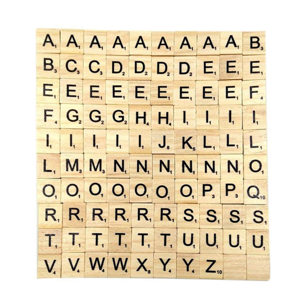 1000PCS scrabble letters for crafts - DIY wood gift decoration - making alphabet coasters and scrabble crossword game wood letter tiles/wooden scrabble tiles A-Z capital letters for crafts, pendants,