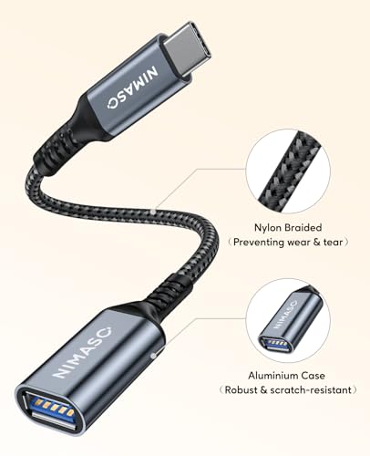 NIMASO USB C to USB 3.0 Adapter [2 pack], USB C to USB A Adapter, USB Type-C to USB,Thunderbolt 3 to USB Adapter OTG Cable for iPhone 15/15 Pro/15 Plus/15 Pro Max, Macbook Pro/Air, Galaxy S20 and more