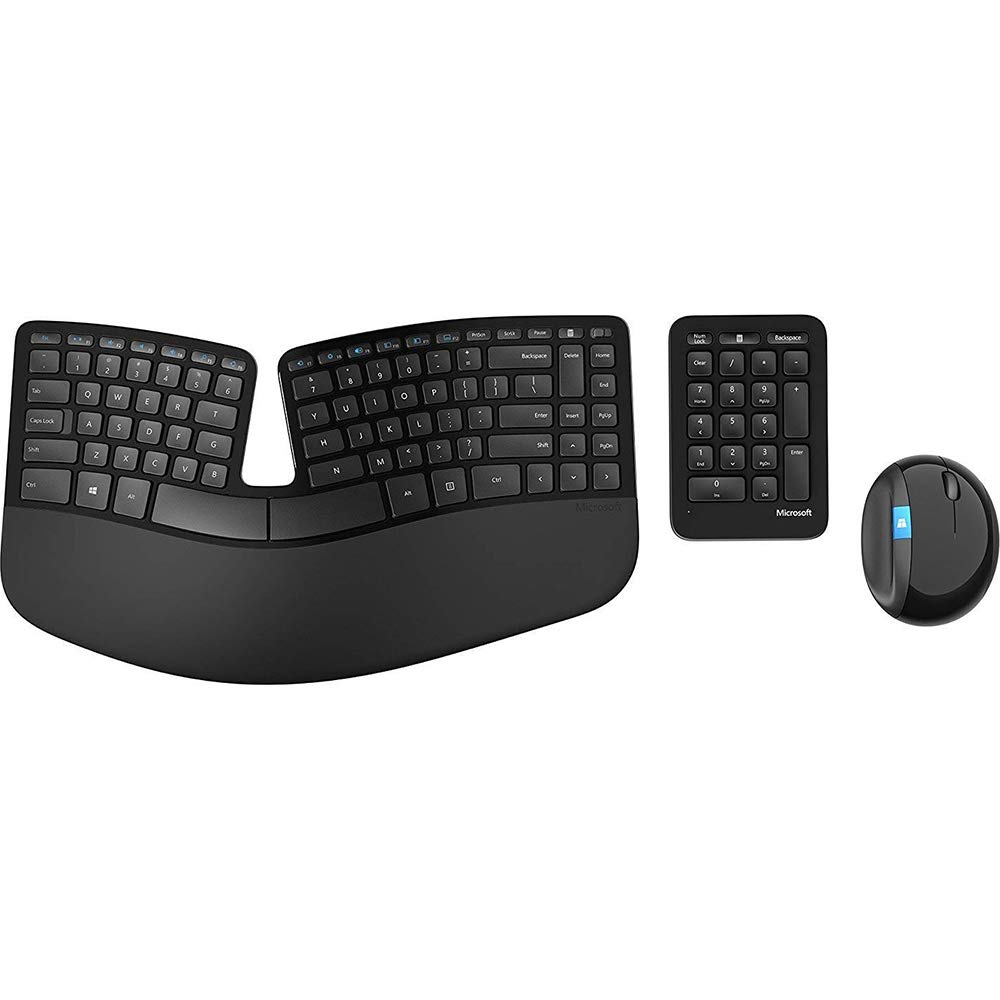 Microsoft Sculpt Ergonomic Wireless Desktop Keyboard and Mouse - Black. Wireless , Comfortable, Ergonomic Keyboard and Mouse Combo with Split Design and Palm Rest.