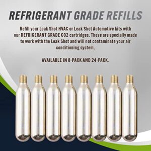 Leak Saver - Leak Shot Refrigerant Grade CO2 Refill Cartridges (8 Pack) - Refill for The Leak Shot HVAC Kit (Sold Separately) - for A/C & Refrigeration Systems - USA Made