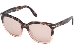 tom ford womens amarra tortoise non-polarized rectangle sunglasses pink 55mm