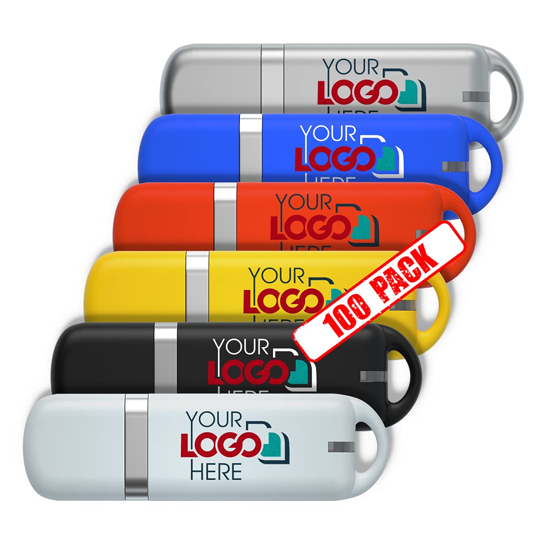 Possibox Custom Promotional USB Flash Drive 128MB Printed with Your Logo - as Campaign Gift Bulk - 100 Pack