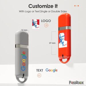 Possibox Custom Promotional USB Flash Drive 128MB Printed with Your Logo - as Campaign Gift Bulk - 100 Pack