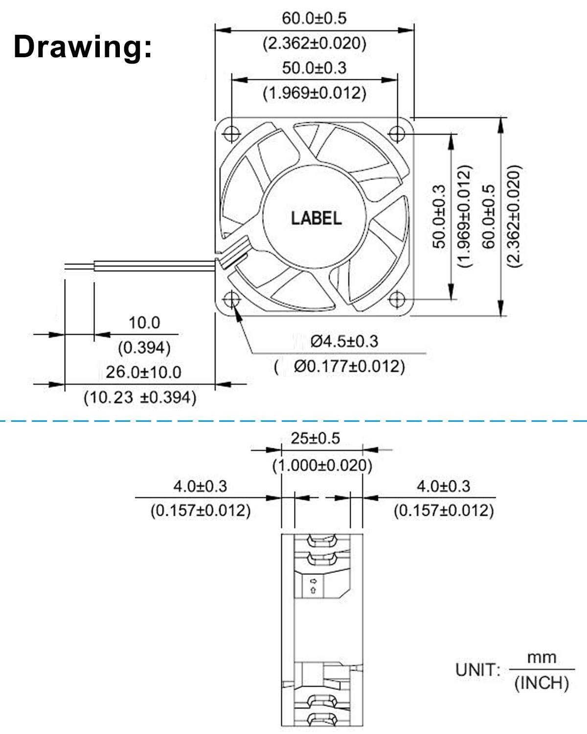 GDSTIME 60mm Fan, 60mm x 60mm x 25mm Dual Ball Bearings 12V DC Brushless Cooling Fan