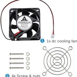 GDSTIME 60mm Fan, 60mm x 60mm x 25mm Dual Ball Bearings 12V DC Brushless Cooling Fan