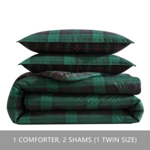 Eddie Bauer - Queen Comforter Set, Cotton Reversible Bedding with Matching Shams, Stylish Plaid Home Decor (Woodland Tartan Green, Queen)