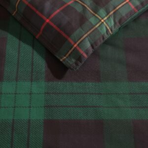 Eddie Bauer - Queen Comforter Set, Cotton Reversible Bedding with Matching Shams, Stylish Plaid Home Decor (Woodland Tartan Green, Queen)