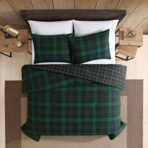 Eddie Bauer - Queen Comforter Set, Cotton Reversible Bedding with Matching Shams, Stylish Plaid Home Decor (Woodland Tartan Green, Queen)