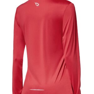 BALEAF Women's Long Sleeve T-Shirt Quick Dry Running Hiking Shirts Workout Active Travel Tops Slim Fit Lightweight Comfy Soft Red Size M