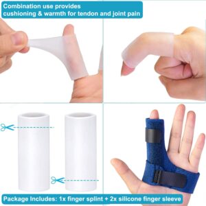 Trigger Finger Splints, Finger Brace with 2 Gel Sleeves for Injured Mallet Finger, Straightening Supports for Sprains Pain Relief, Sports Broken Injury, Dislocated Immobilizer, Knuckle Tendon