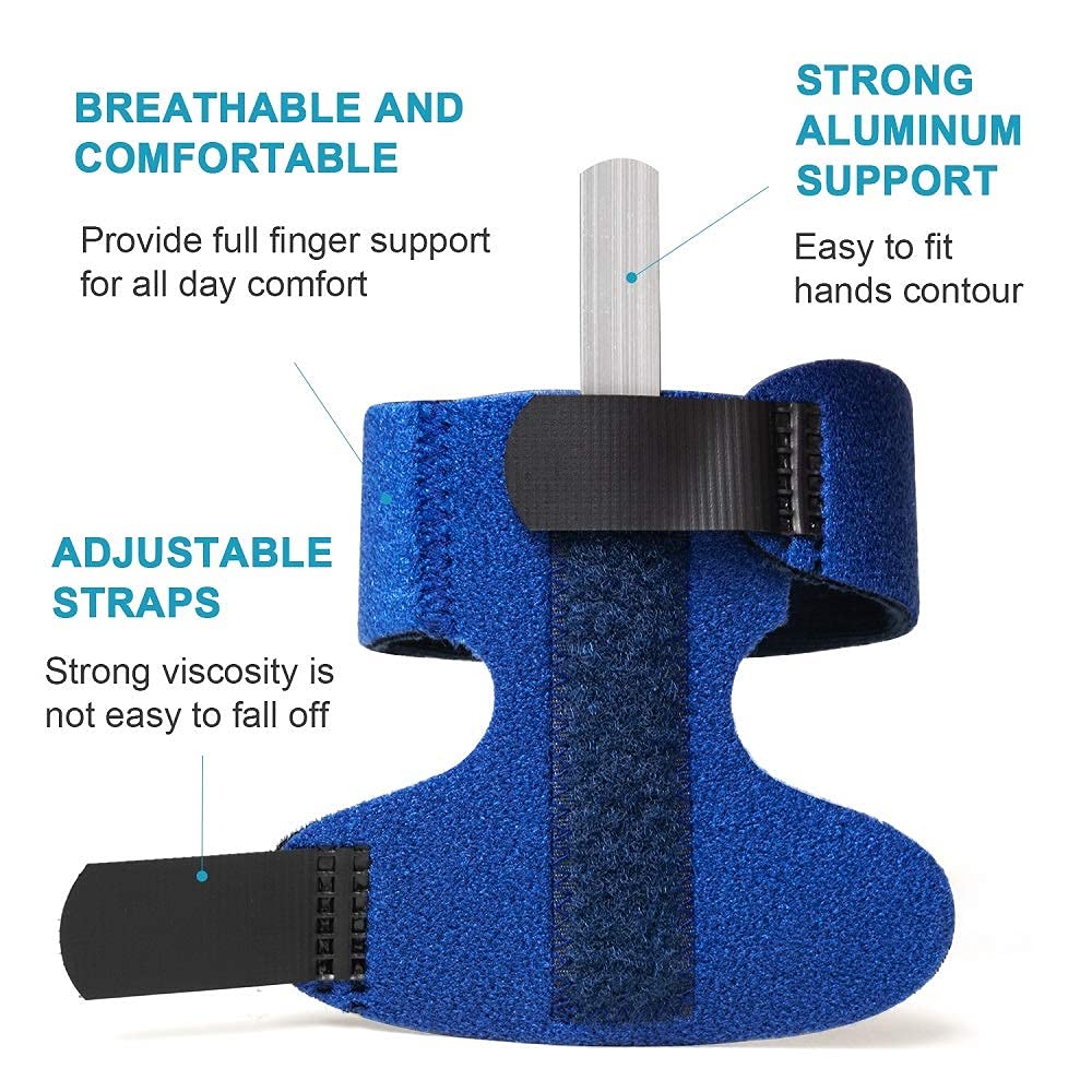 Trigger Finger Splints, Finger Brace with 2 Gel Sleeves for Injured Mallet Finger, Straightening Supports for Sprains Pain Relief, Sports Broken Injury, Dislocated Immobilizer, Knuckle Tendon