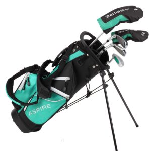 Aspire Golf Junior Plus Complete Golf Club Set for Children Kids - 5 Age Groups Boys & Girls - Right Hand (Green Ages 7-8)