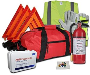 safety and trauma supplies hi-viz all-in-one dot osha compliant kit with 5lb 3a:40bc kidde fire extinguisher model pro 5 tcm-8