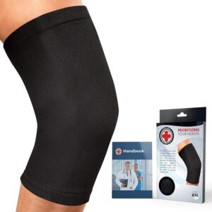 doctor developed knee brace/knee support/knee compression sleeve [single] & doctor written handbook -guaranteed relief for arthritis, tendonitis, injury, (black/pink) (black, 5x-large (pack of 1))