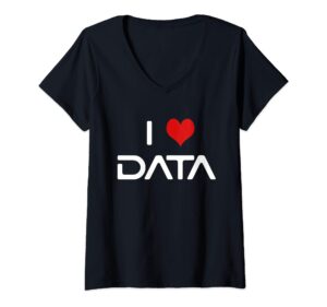 womens i love data i heart data scientists statisticians v-neck t-shirt