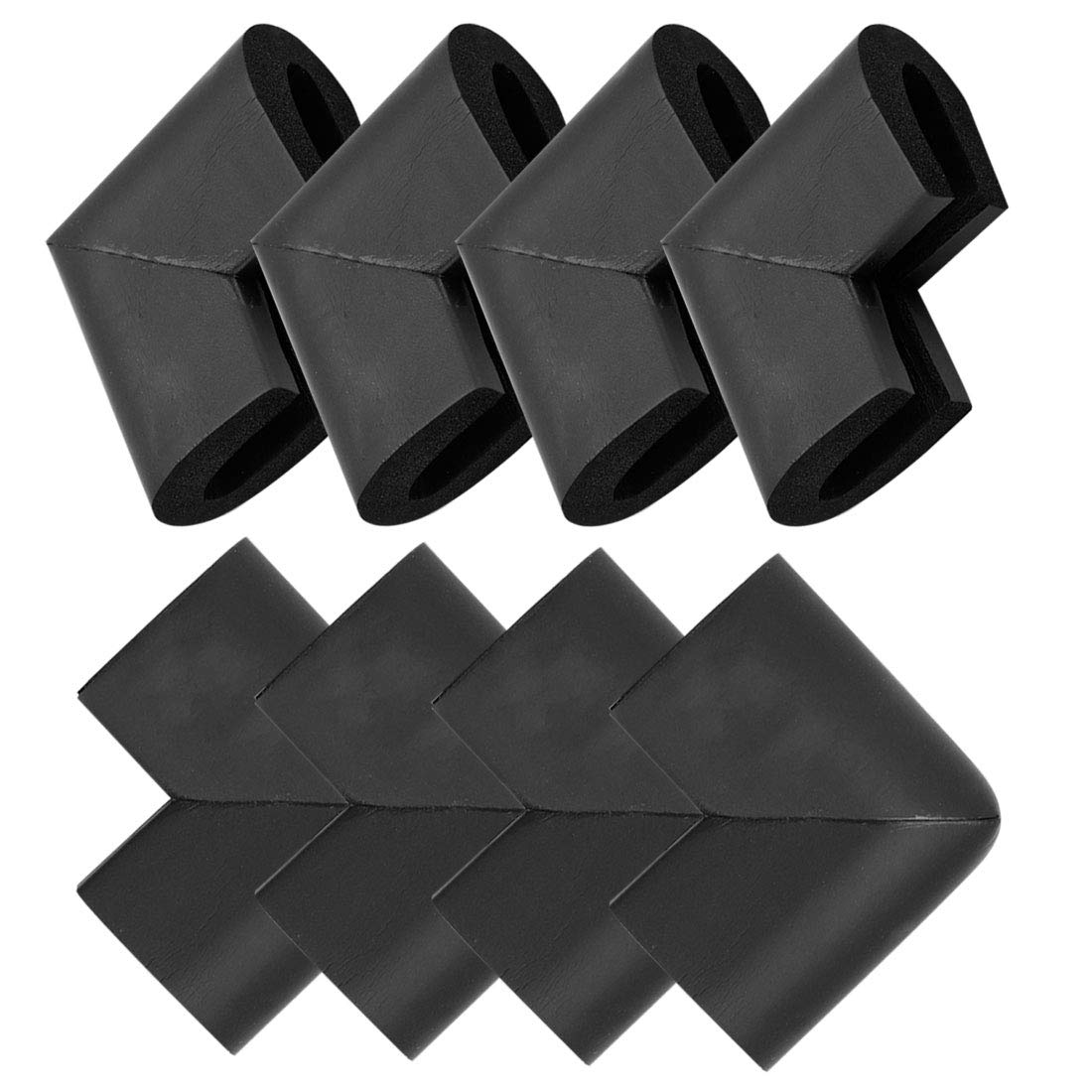 uxcell 8pcs Furniture Corner Cushions Foam Table Desk Cabinet Edge Cover Corner Guards Protectors Bumper, Black