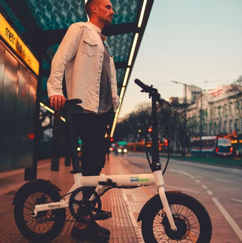 QUALISPORTS Nemo Folding Electric Bike Compact Ebike 250W Front Hub Motor 36V 7Ah Removable LG Battery Lightweight 16" Single Speed Foldable Bicycle City Commuter UL 2849 Certified 34 Pounds