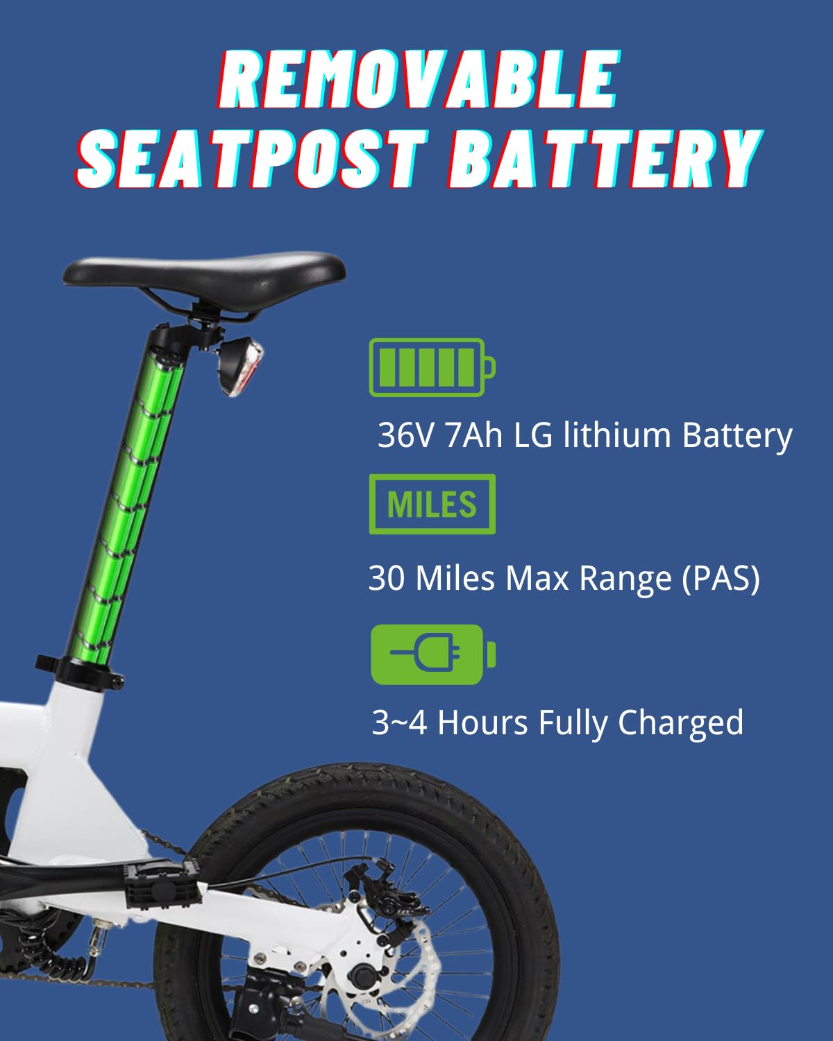 QUALISPORTS Nemo Folding Electric Bike Compact Ebike 250W Front Hub Motor 36V 7Ah Removable LG Battery Lightweight 16" Single Speed Foldable Bicycle City Commuter UL 2849 Certified 34 Pounds