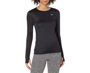 reebok running essentials long sleeve tee, black, medium