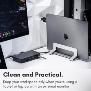 Macally Vertical Laptop Stand for Desk | Laptop Holder Vertical | MacBook Stand (Pro/Air) Save Space and Improve Airflow with Closed Adjustable Laptop Dock Stand