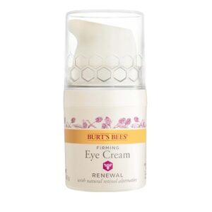 burt's bees renewal firming eye cream with natural retinol alternative, reduces appearance of lines, wrinkles, under-eye circles and crow's feet, 99 percent natural origin skin care, 0.5 oz. bottle