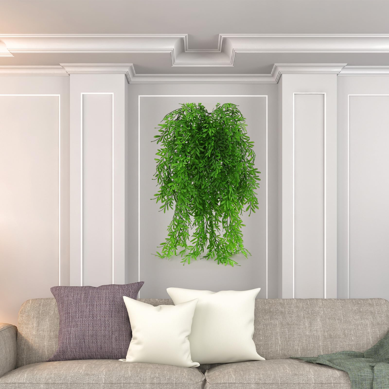 Artificial Hanging Plants Fern Vine,Fake Plants Ivy Leaves,Faux Ivy Ferns Hanging Plant Willow Rattan,Faux Foliage Greenery Decor for Wall Home Room Garden Wedding