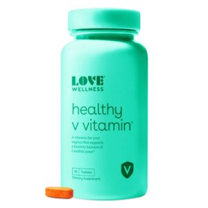 love wellness women's vaginal health supplement, healthy v vitamin | maintains ph balance, gut health & supports immunity | feminine balance of candida yeast with turmeric & coconut oil | 30 tablets