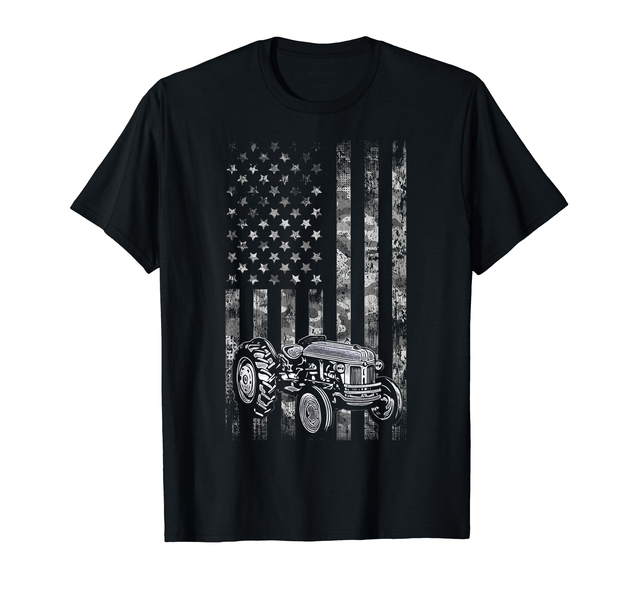 Tractor American Flag Patriotic Camo Vintage Farming T-Shirt