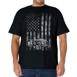 Tractor American Flag Patriotic Camo Vintage Farming T-Shirt