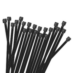 hmrope 100pcs cable zip ties heavy duty 8 inch, premium plastic wire ties with 50 pounds tensile strength, self-locking black nylon tie wraps for indoor and outdoor