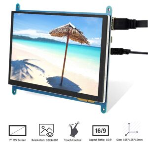 Padarsey HDMI TFT LCD Display Monitor 7 Inch 1024X600 HD Screen with Touch Function for Raspberry Pi B+/2B Raspberry Pi 3B