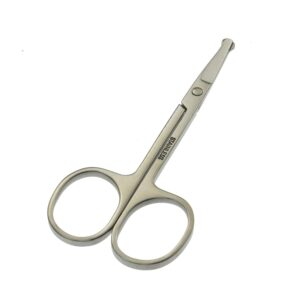 motanar nose hair trimmer scissors-3.4' round tip scissors for ear eyebrow beard mustache trimming - multi purpose round personal beauty hair care tool for men women and baby (silver)