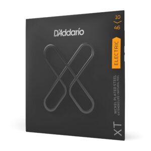 d'addario guitar strings - xt nickel coated electric guitar strings - xte1046 - extended string life with natural tone & feel - for 6 string guitars - 10-46 regular light