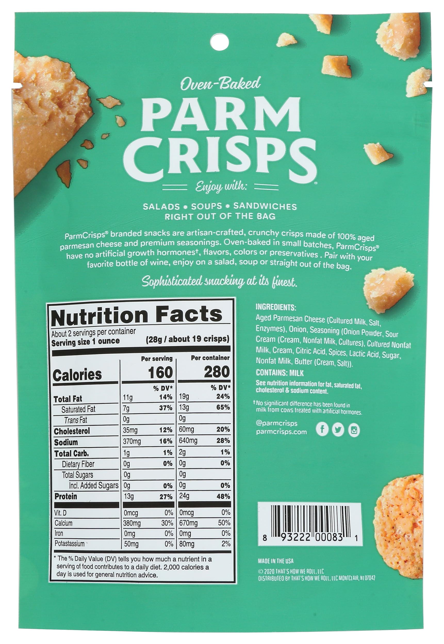 PARMCRISPS Sour Cream & Onion Crisps, 1.75 OZ