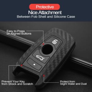 INFIPAR 2pcs Compatible with BMW X4 X5 X1 X3 X6 3 5 7 Series M1 M2 M3 M5 335 328 535 650 740 F05 F10 F20 F30 Carbon Fiber Looks Key Fob Cover Case Key Chain Protector Keyless Remote Holder Jacket