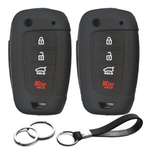 infipar 2pcs compatible with hyundai elantra accent elantra gt kona santa cruz santa fe sonata tucson veloster key fob cover case key chain protector holder