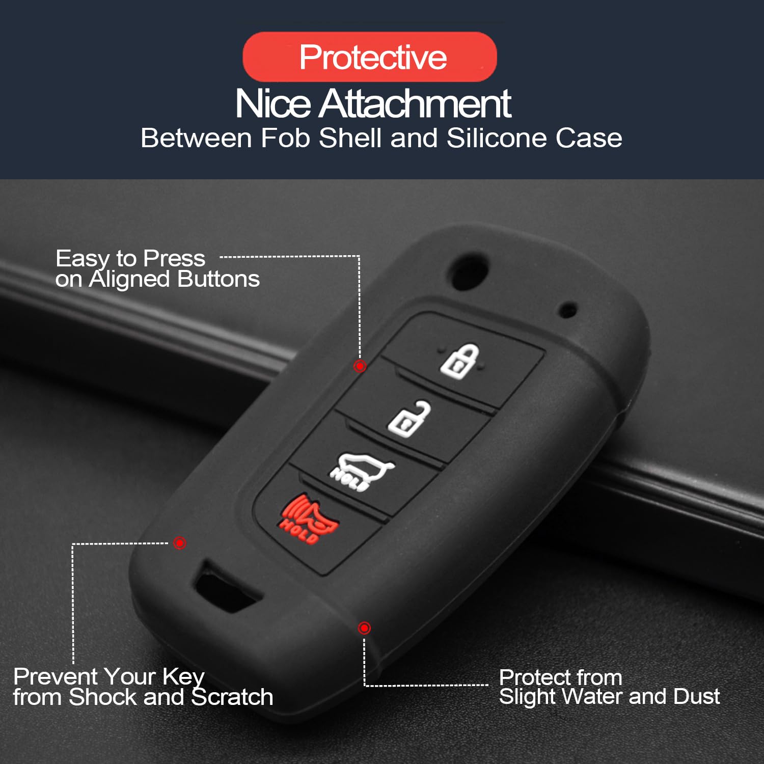 INFIPAR 2pcs Compatible with Hyundai Elantra Accent Elantra GT Kona Santa Cruz Santa Fe Sonata Tucson Veloster Key Fob Cover Case Key Chain Protector Holder