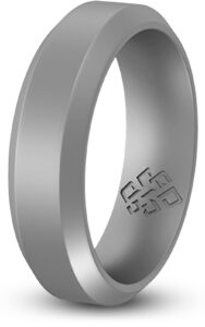 knot theory silver silicone ring for men women - breathable bevel comfort fit 4mm wedding band size 4