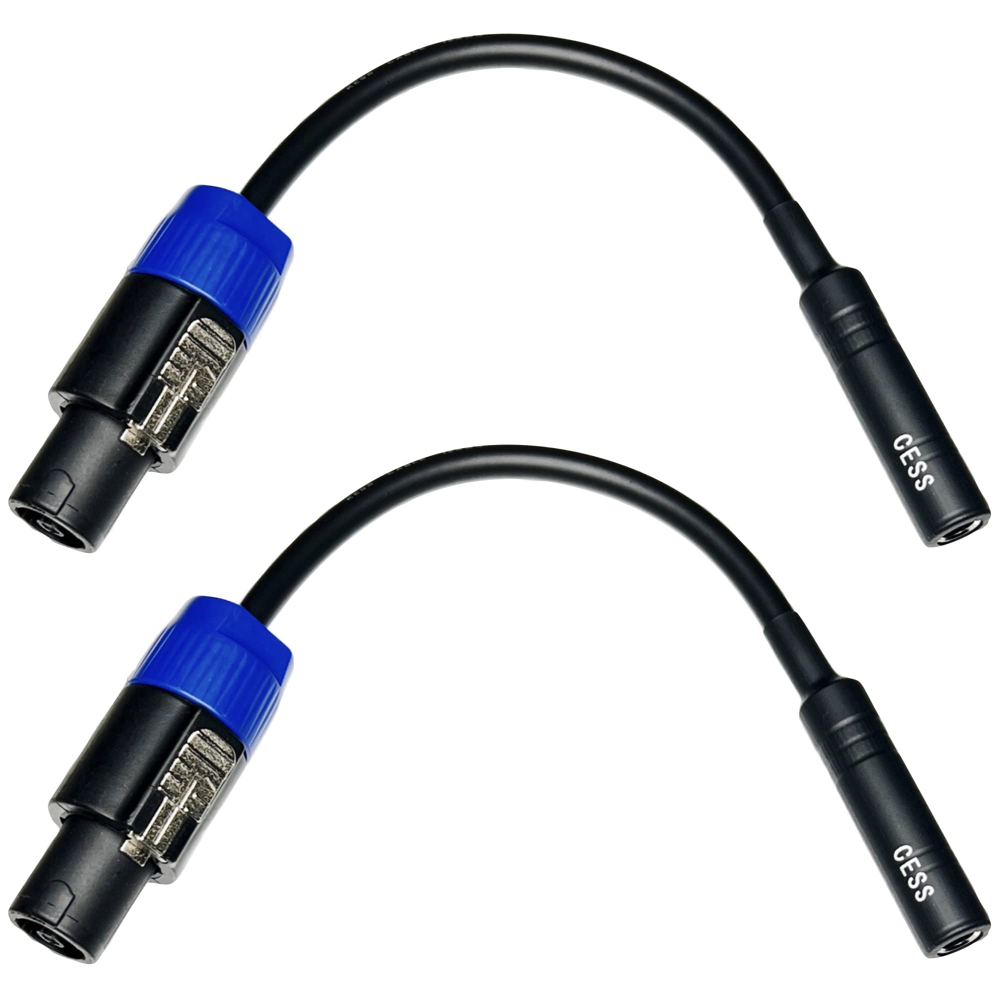 CESS-025 1/4 TS Female to Speakon Speaker Cables - Speakon to 6.35 mm Mono Jack Adapter - Speaker Plug Adapter 1/4" to Twist Lock Speak-On - 2 Pack