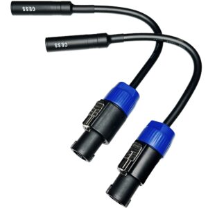 CESS-025 1/4 TS Female to Speakon Speaker Cables - Speakon to 6.35 mm Mono Jack Adapter - Speaker Plug Adapter 1/4" to Twist Lock Speak-On - 2 Pack