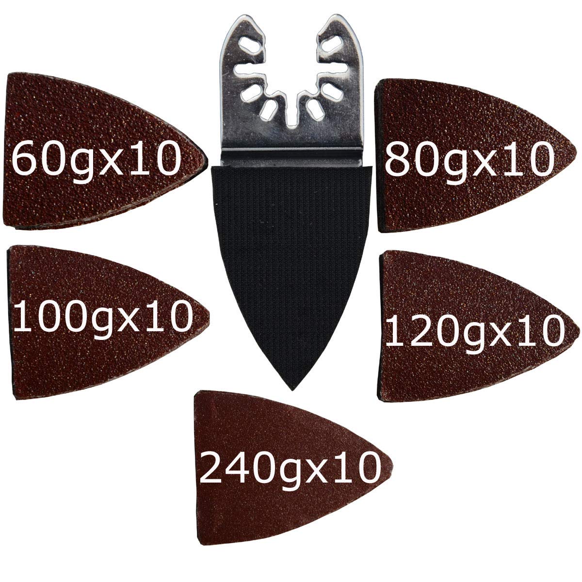 XXGO 51 Pcs Oscillating Finger Sanding Pad Sandpaper for Multi Tools Compatible with Bosch Chicago Craftsman Dremel Fein Harbor Freight Makita Milwaukee Porter Cable Ridgid XG3051A