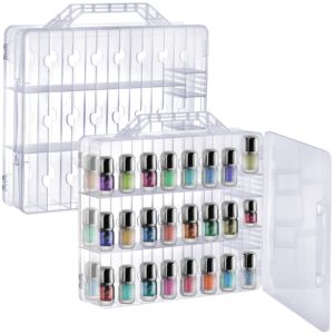 foraineam 2 pieces double side universal clear nail polish organizer box nail tools holder case for 48 bottles with 8 adjustable dividers