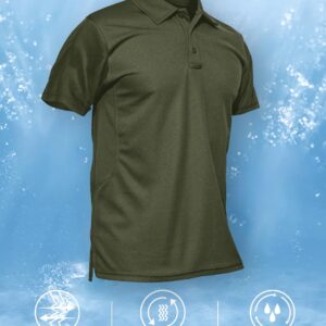 MAGCOMSEN Tactical Polo Shirts for Men Short Sleeve Summer Golf Shirts Casual Polo Shirt for Men Army Green M