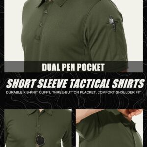 MAGCOMSEN Tactical Polo Shirts for Men Short Sleeve Summer Golf Shirts Casual Polo Shirt for Men Army Green M