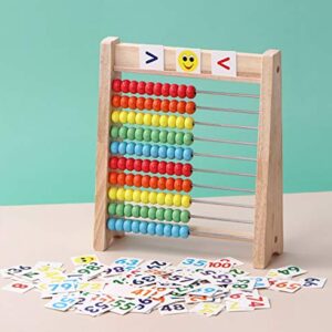 Educational Abacus for Kids Math - 10 Row Wooden Counting Frame with Number 1-100 Cards - Teach Counting, Addition and Subtraction, Preschool Learning Math Toys for Boys Girls Gift 3 4 5 Year Old