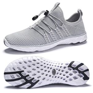 DLGJPA Men's Quick Drying Water Shoes for Beach or Water Sports Lightweight Slip On Walking Shoes LightGray 9.5