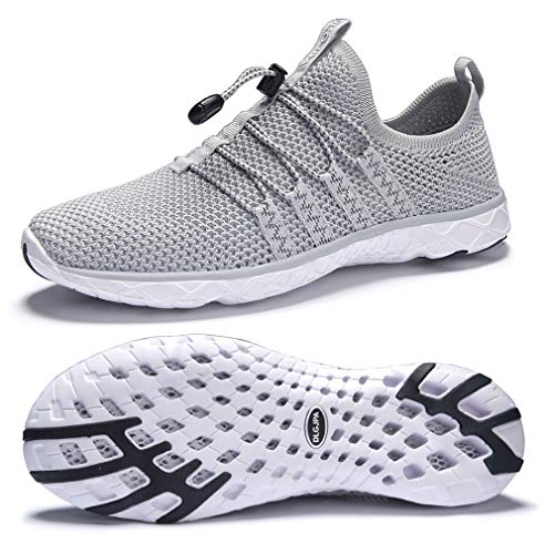 DLGJPA Men's Quick Drying Water Shoes for Beach or Water Sports Lightweight Slip On Walking Shoes LightGray 9.5