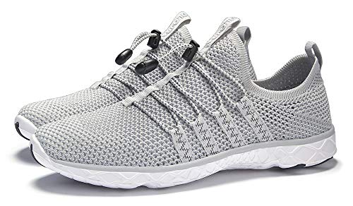 DLGJPA Men's Quick Drying Water Shoes for Beach or Water Sports Lightweight Slip On Walking Shoes LightGray 9.5